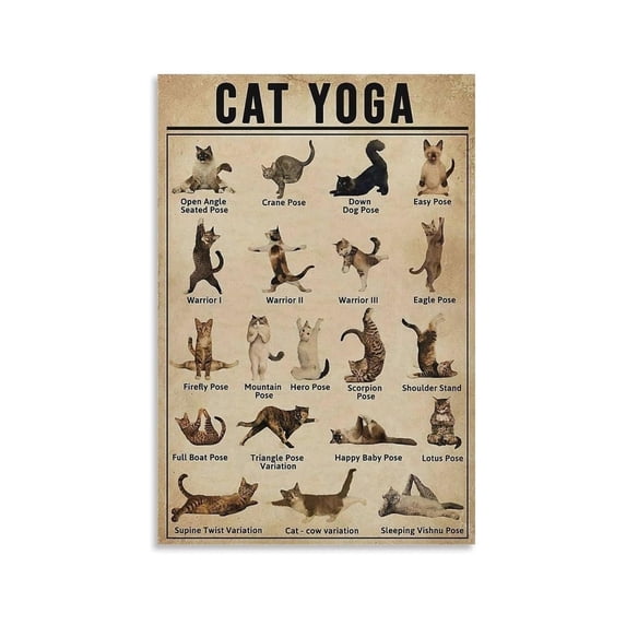 Funny Cat Yoga Poster, Humorous Yoga Lover Canvas Wall Art for ...