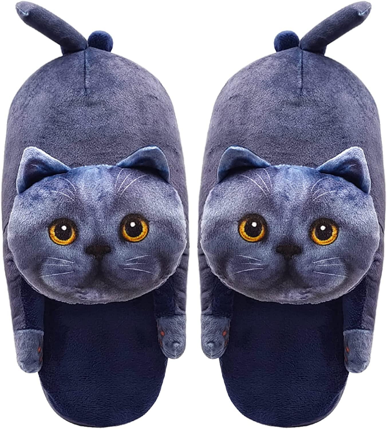 Funny Cat fuzzy Slippers for Women,Bedroom Fluffy Slippers House Shoes ...