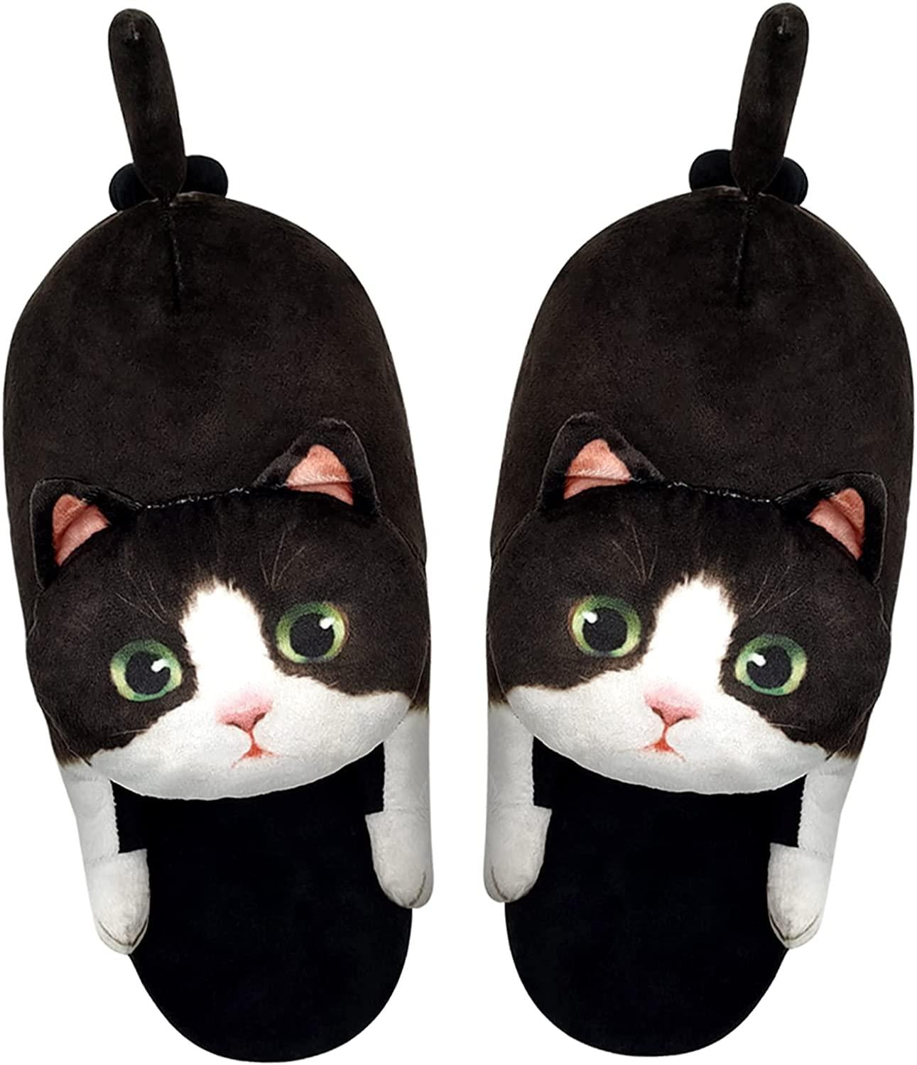 Funny Cat fuzzy Slippers for Women,Bedroom Fluffy Slippers House Shoes ...