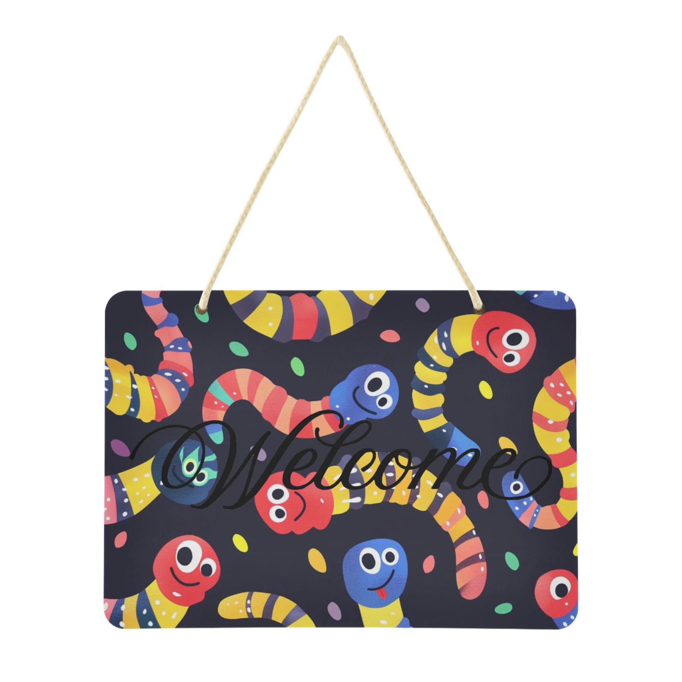 Funny Caterpillar Welcome Sign Front Door PVC 14x10 inch Hanger Hello ...