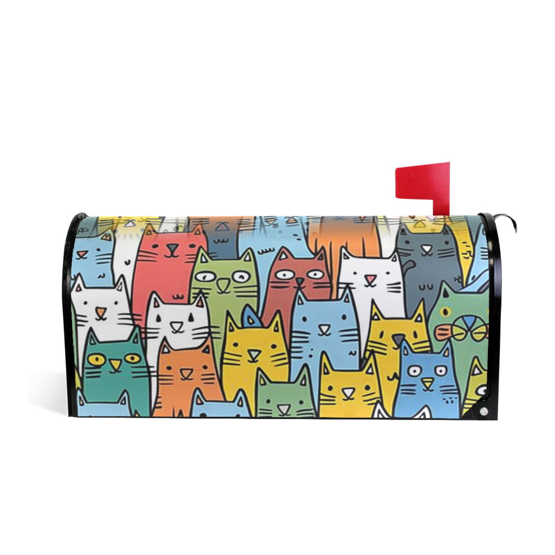 Funny Cats Head Mailbox Covers Magnetic Post Box Cover Wraps Standard ...