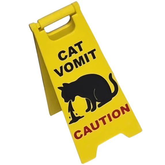 Funny Cats Vomit Caution Sign Humorous Desk Sign Gift for Cats Lover ...