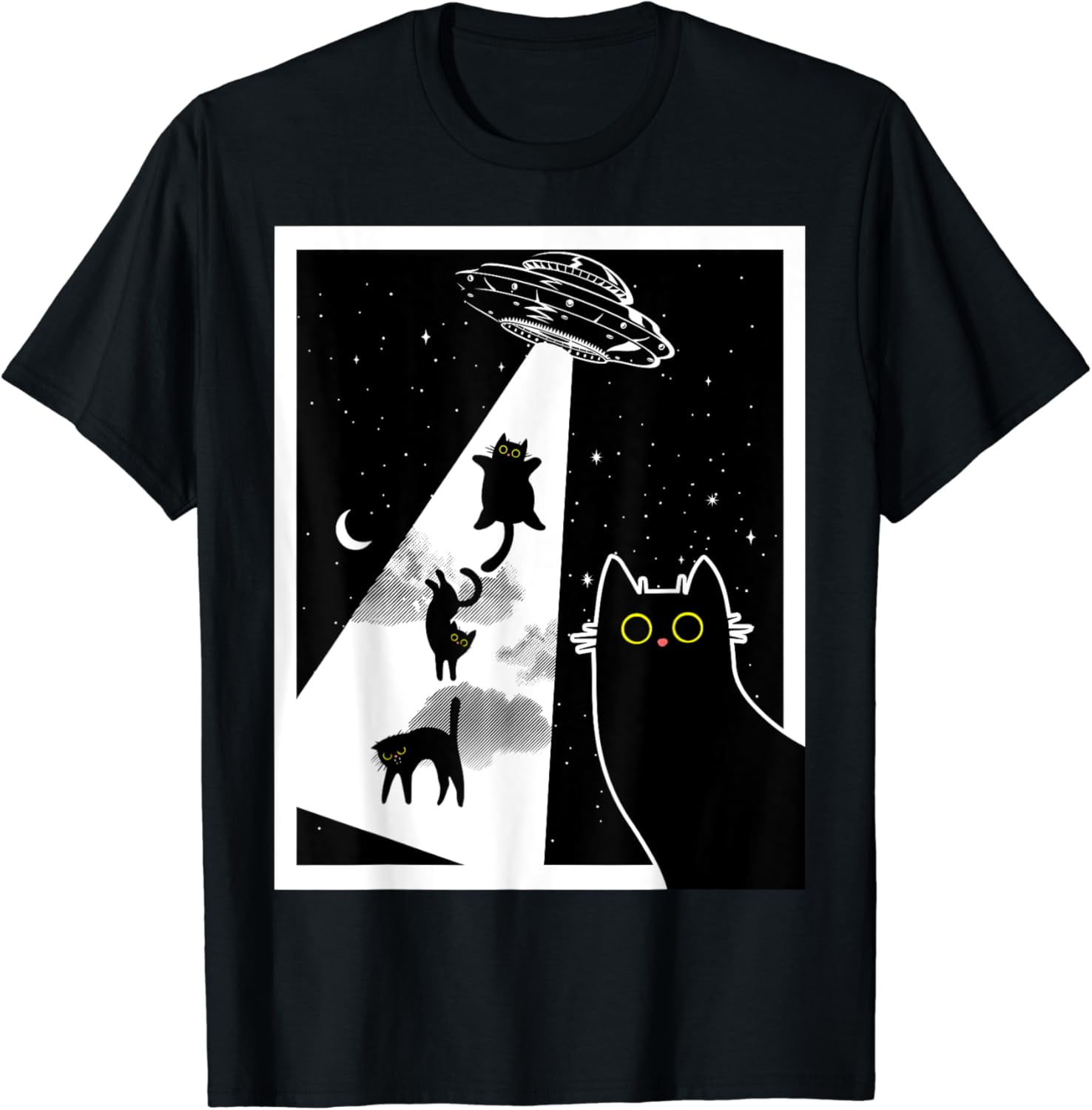 Funny Cats With Alien UFO Spaceship. Funny Cat Lovers T-Shirt - Walmart.com
