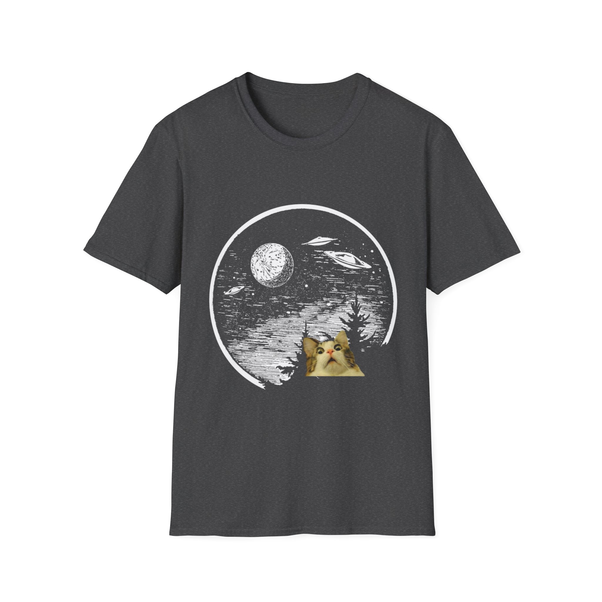 Funny Cats and UFOs Novelty Graphic Men Women Tshirt - Walmart.com