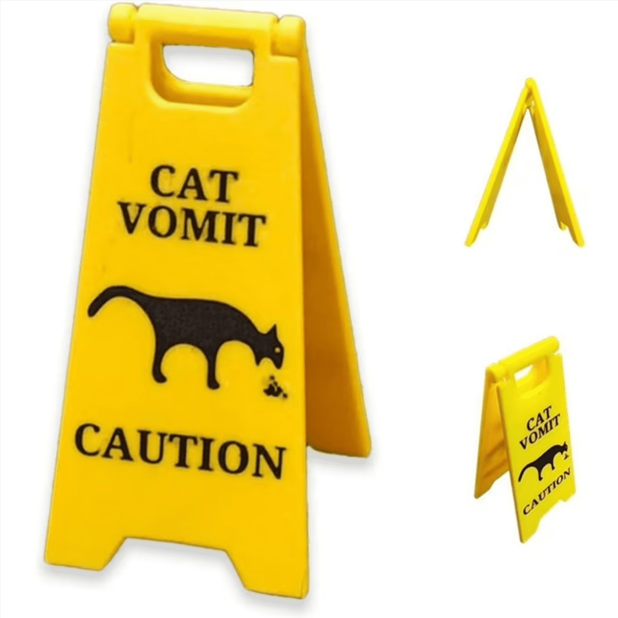 Funny Caution Cat Puke Warning Sign, Cat Vomit Desk Decor, 4-Inch ...