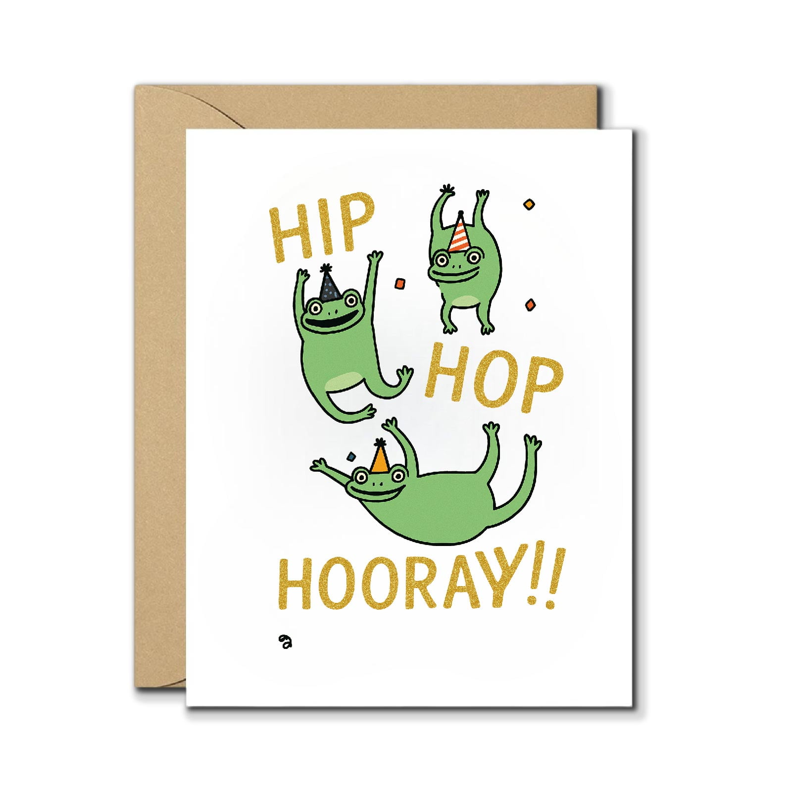 Funny Celebration Card with Envelope – Hip Hop Hooray Frogs Cartoon ...