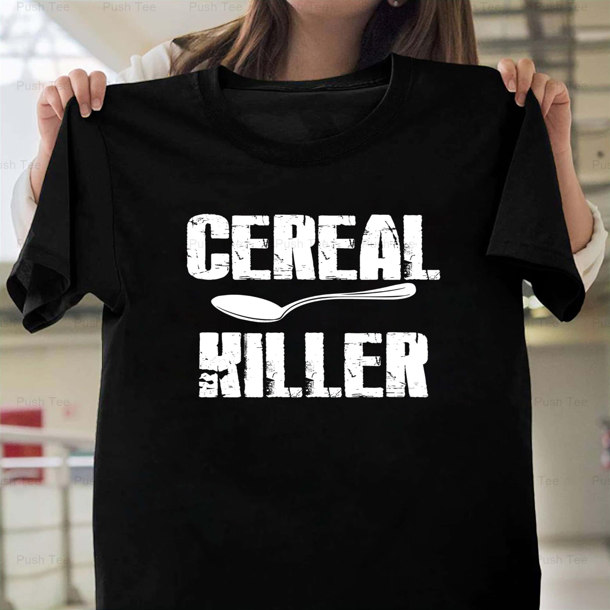 Funny Cereal Killer With Spoon Novelty Joke Graphic Pun Style New Unisex T-Shirt , up to 5XL ...