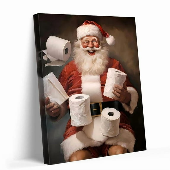 Funny Ch.rist.m.as Santa Bathroom Wall Art Winter Santa Claus Poster ...