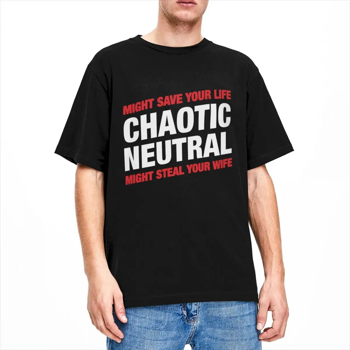 Funny Chaotic Neutral Alignment Meme T-Shirt for Men Crew Neck 100% ...