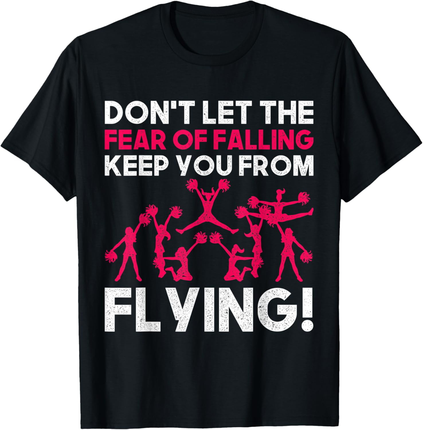 Funny Cheerleader Flying and Falling Cheerleading Design T-Shirt ...