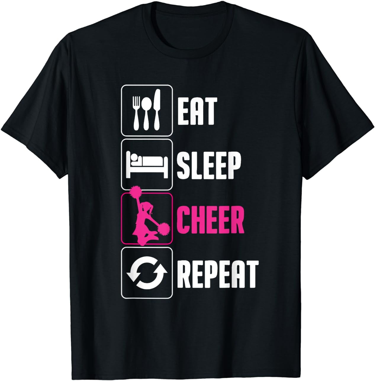 Funny Cheerleading Art For Teen Girl Women Cheerleader Cheer T-Shirt ...