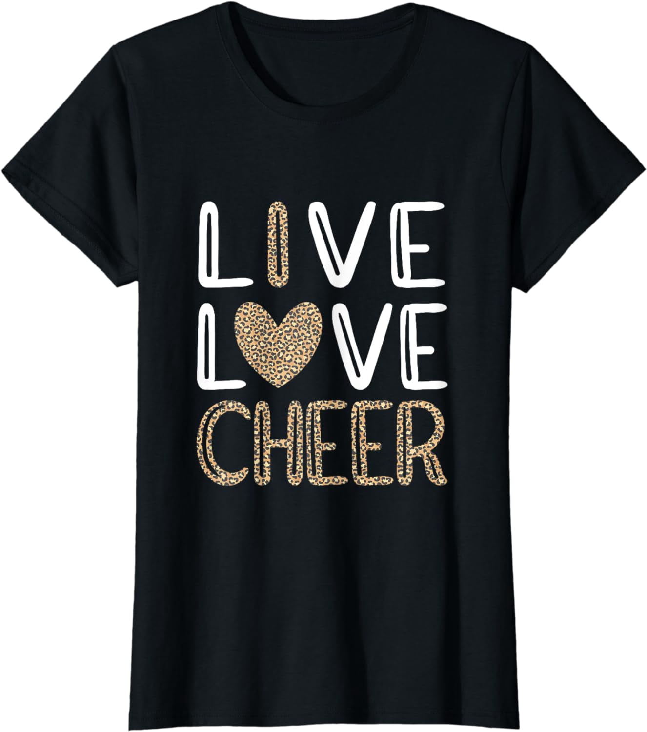 Funny Cheerleading Girls Leopard Cheetah Print Love Cheer T-Shirt ...