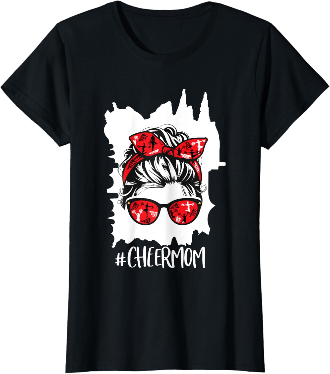 Funny Cheerleading Mom Messy Bun Cheer Mom T-Shirt - Walmart.com