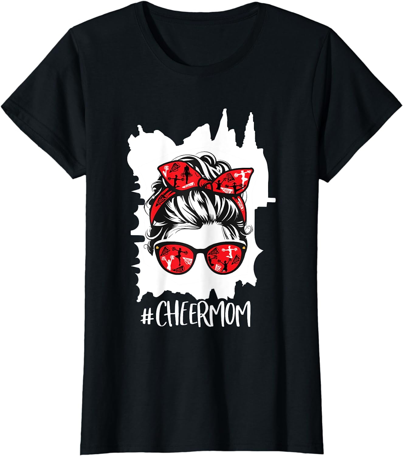 Funny Cheerleading Mom Messy Bun Cheer Mom T-Shirt - Walmart.com