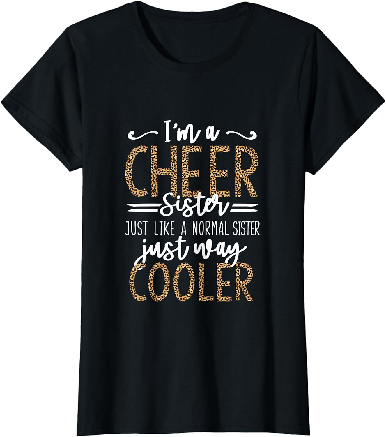 Funny Cheerleading Sister Leopard Cheetah Print Cheer Sister T-Shirt ...