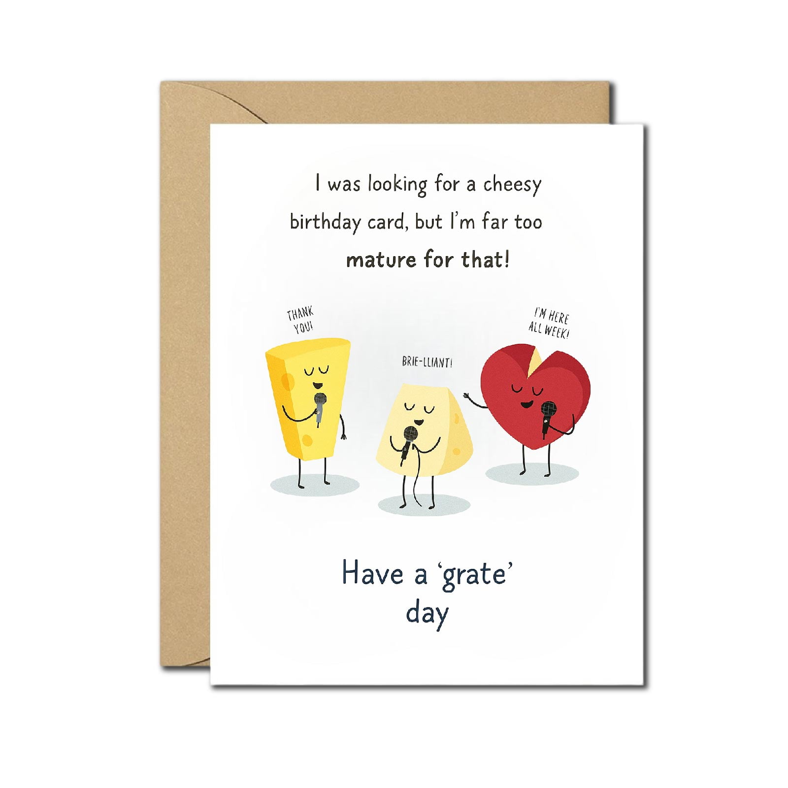 Funny Cheese Pun Birthday Card – “Have a ‘Grate’ Day” – Witty & Cute ...