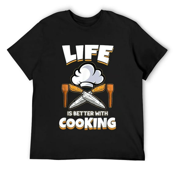 Funny Chef Cook Hat Kitchen Knives Graphic for Men Short Sleeve Novelty ...