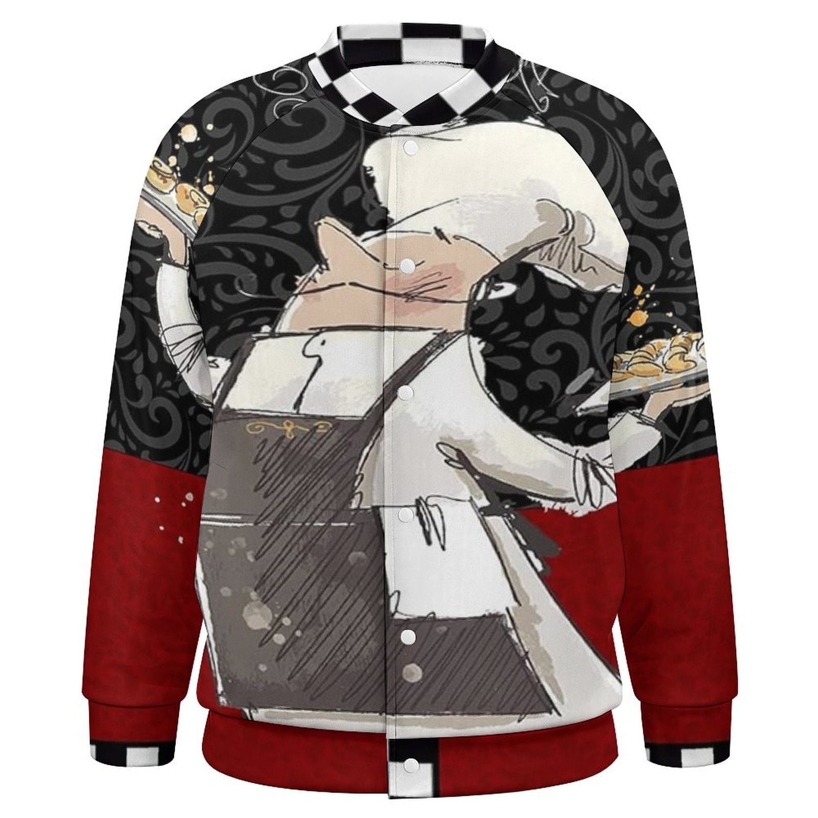 Funny Chef Holding Delicious Food Buffalo Plaid Baseball Jersey Fashion ...