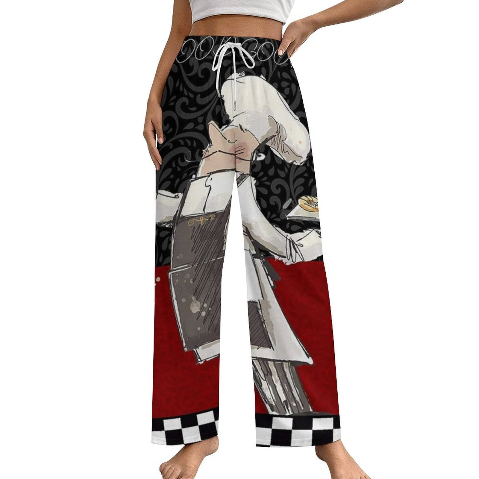 Funny Chef Holding Delicious Food Buffalo Plaid Women's Pajamas Pajama ...