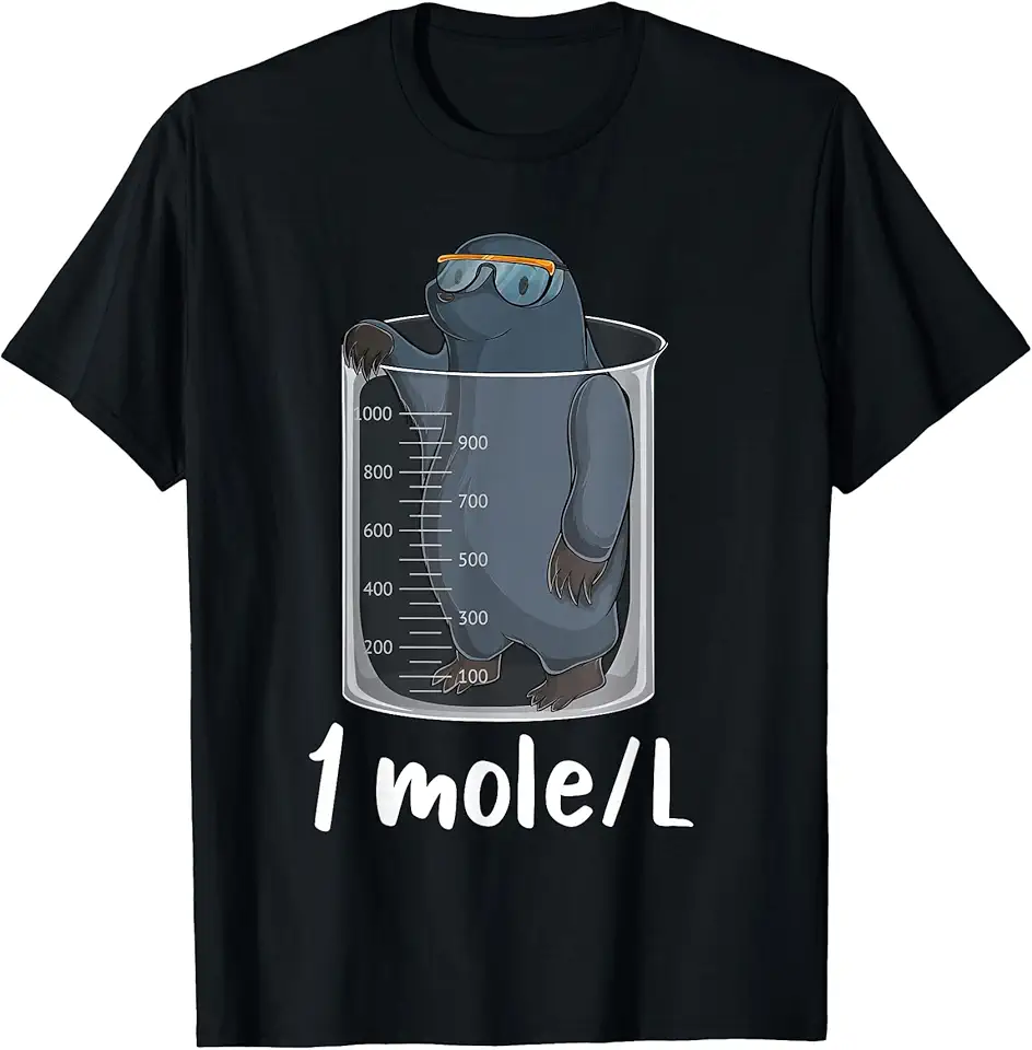 Funny Chemistry Mole In Beaker Science Pun Women Short Sleeve Graphic T ...