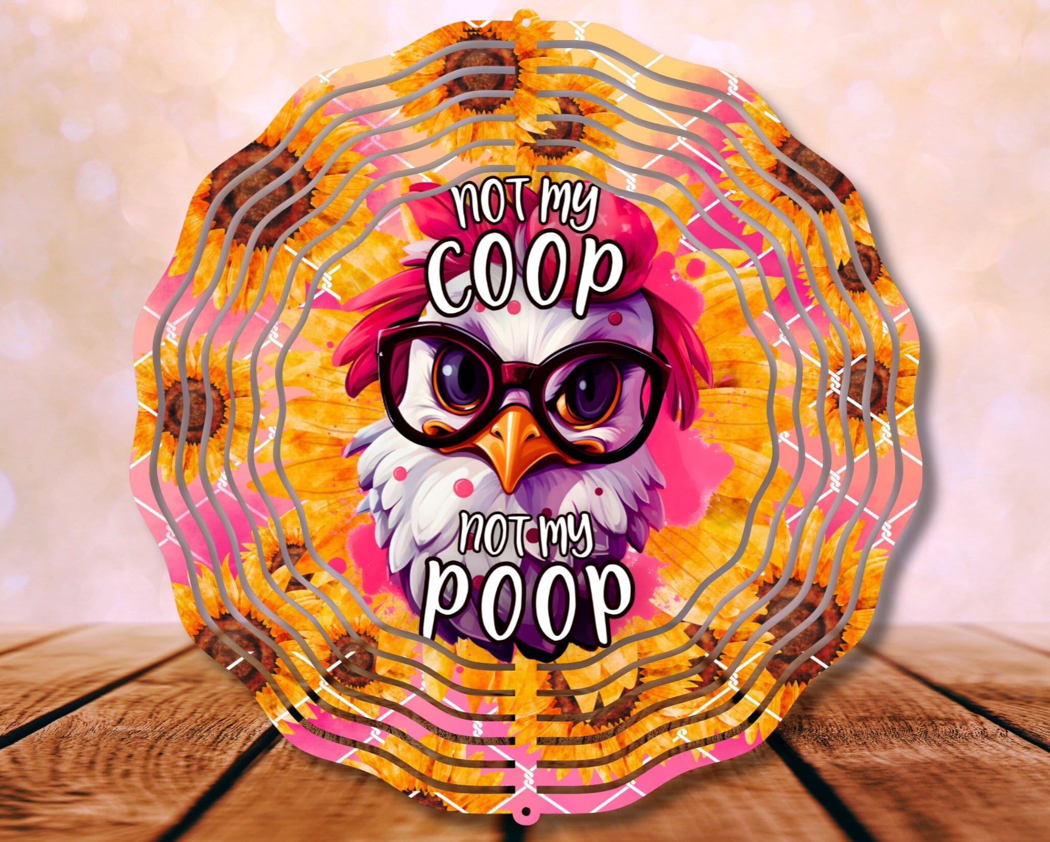Funny Chicken 3D Wind Spinner Not My Coop Kinetic Farm Garden Decor ...