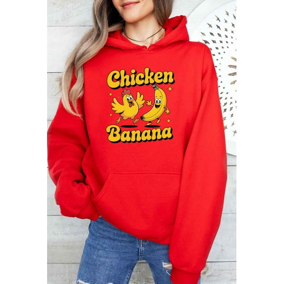 Funny Chicken Banana Meme Cartoon Animal Humor Inspired Unisex Hoodie ...