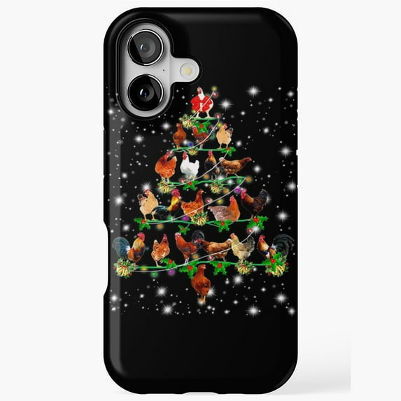 Funny Chicken Christmas Tree Ornament Phone Case with iPhone 17 to 11 ...