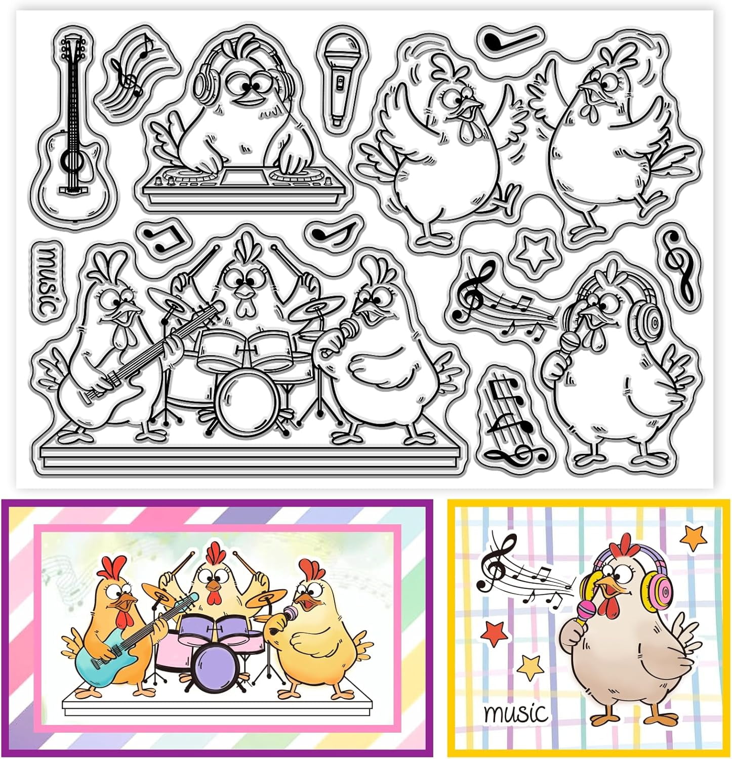 Funny Chicken Clear Stamps Cartoon Cute Chicken Transparent Stamps ...