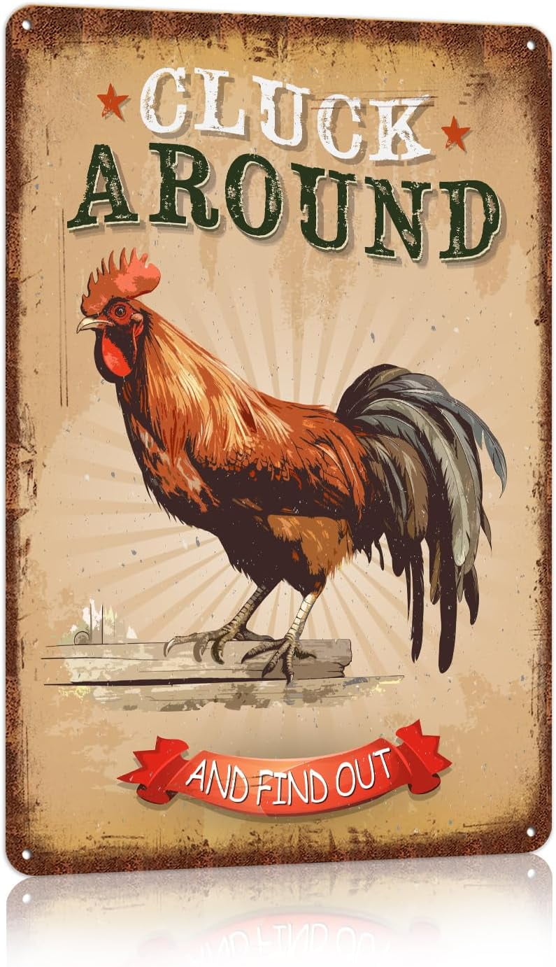 Funny Chicken Cluck Around and Find Out Tin Sign for Home Farm Chicken ...