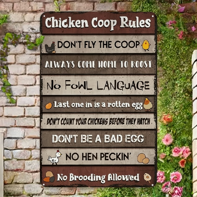 Funny Chicken Coop Accessories Rules Sign, Chicken Coop Decor Sign for ...