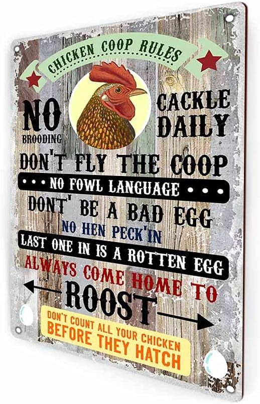 Funny Chicken Coop Rules Retro Vintage Rustic Notice Plaque Metal ...