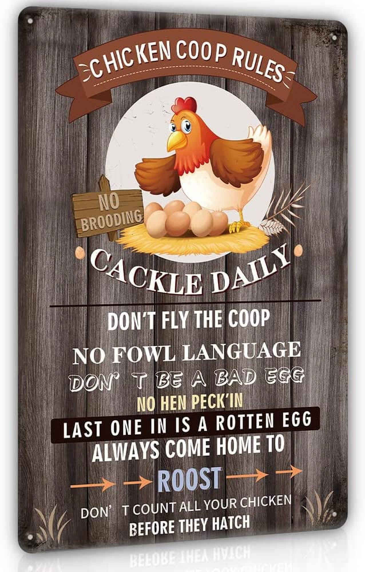 Muchenggift Funny Chicken Coop Rules Sign, Metal Hen Decoration ...