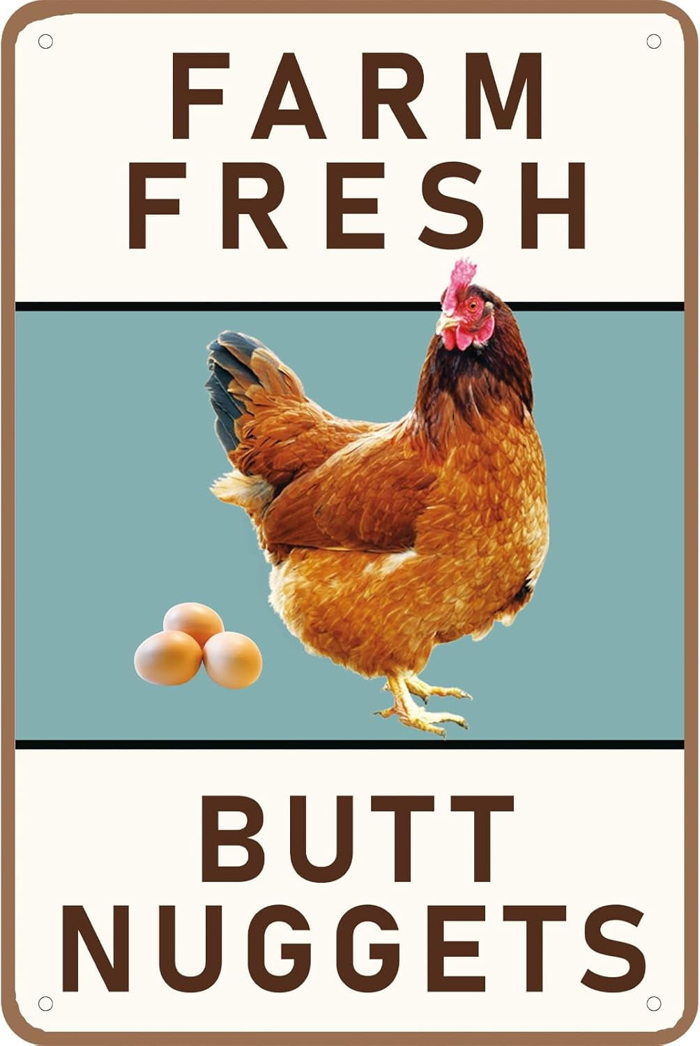 Funny Chicken Coop Signs, Farm Fresh Butt Nuggets Metal Sign for ...