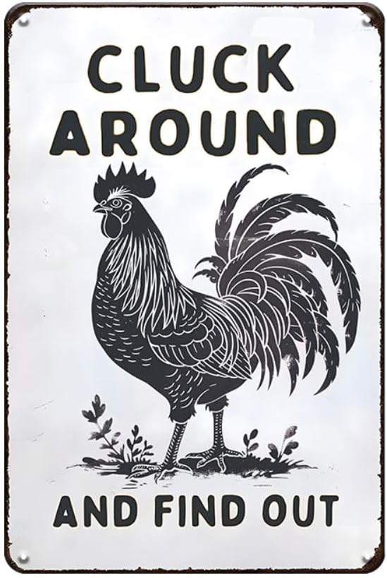 Funny Chicken Coop Signs for Outside - Metal Rooster Decor Tin Metal ...