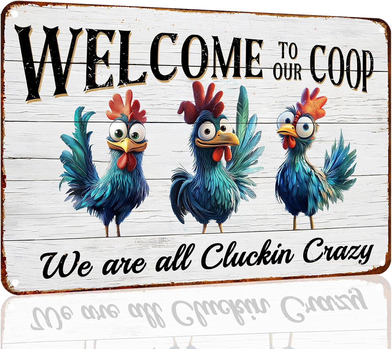 Funny Chicken Decor Sign Welcome to Our Coop Metal Chicken Coop Tin ...
