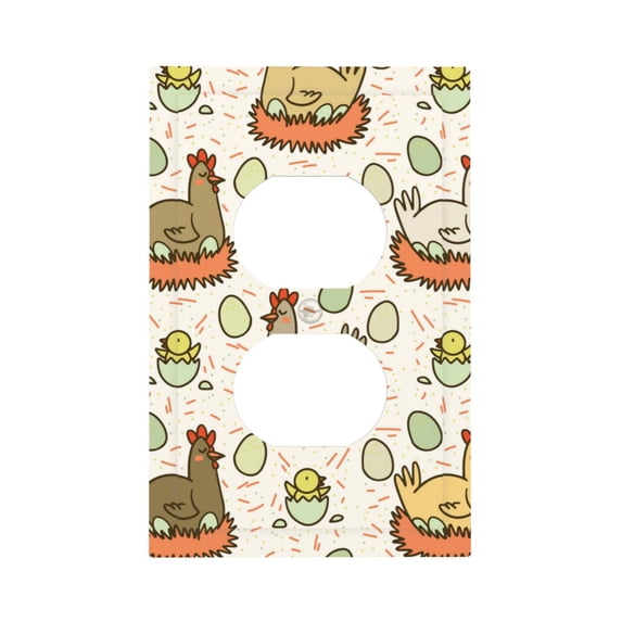 Funny Chicken Egg Cute Farm Duplex Wall Plate 1 Gang Decorative ...