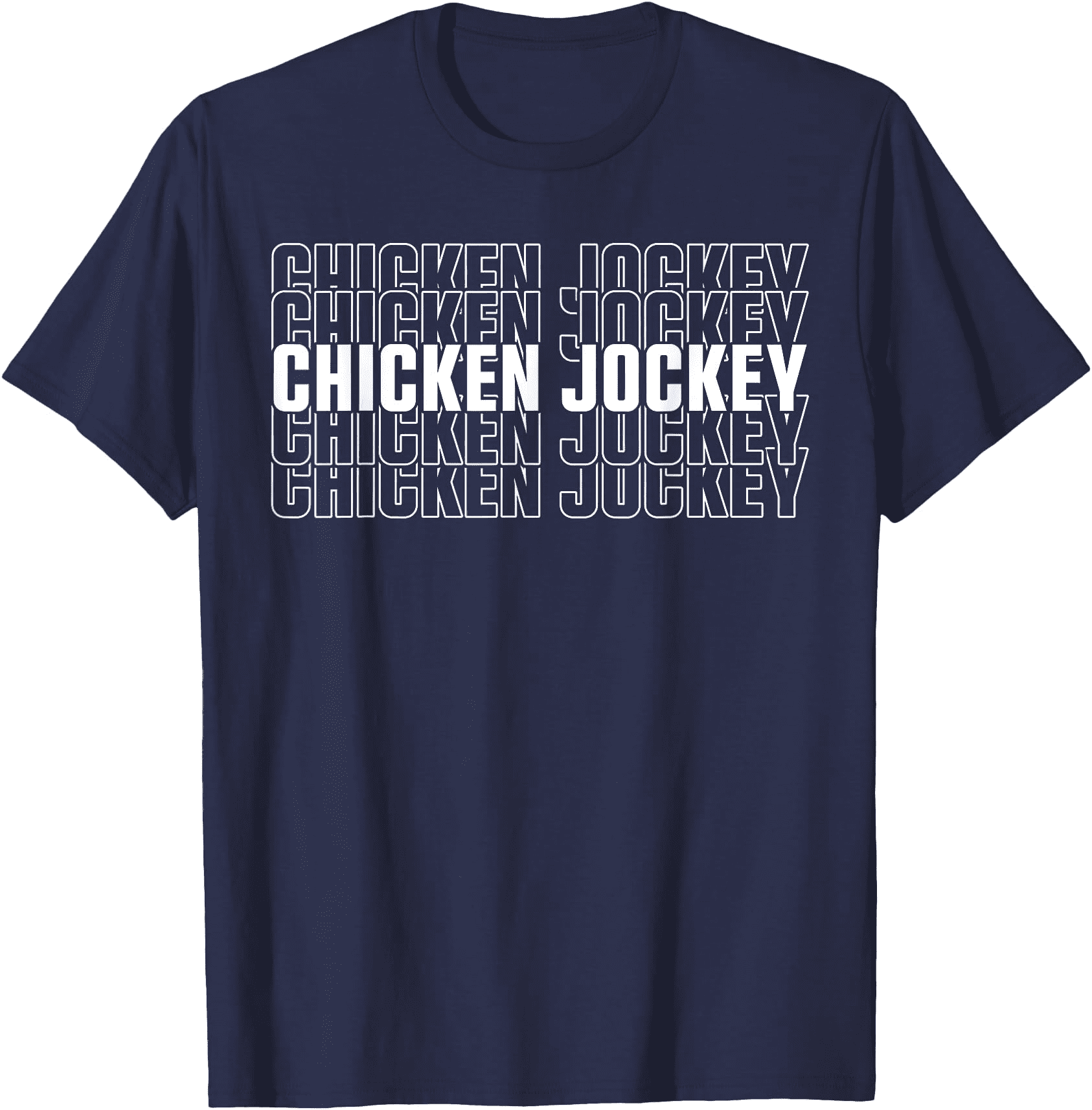 Funny Chicken Jockey Stacked Repeat Font Fun Gag Meme Humor T-Shirt ...