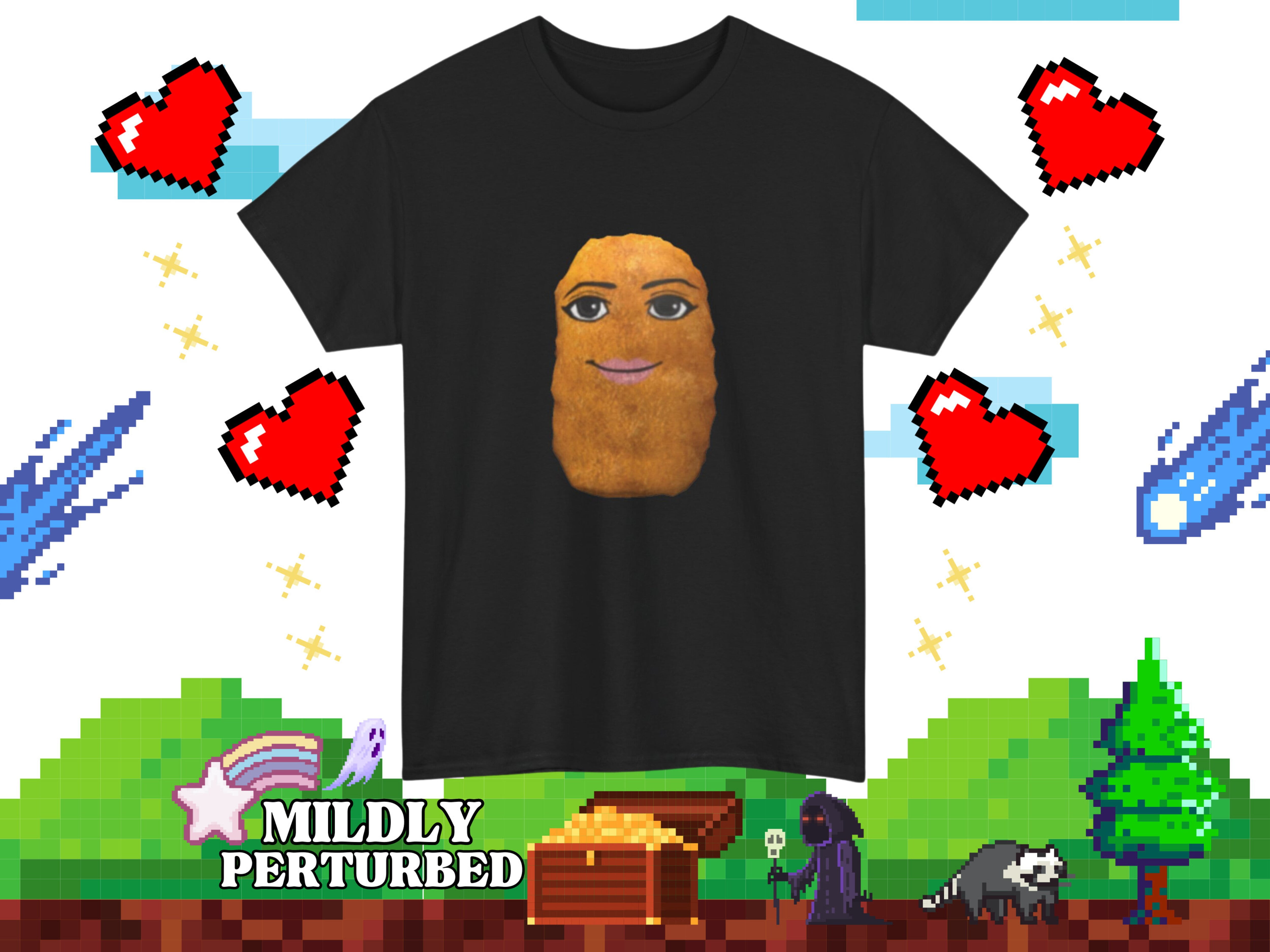 Funny Chicken Nugget Man Face Meme Shirt, Ironic Cringe Tshirt, Oddly ...