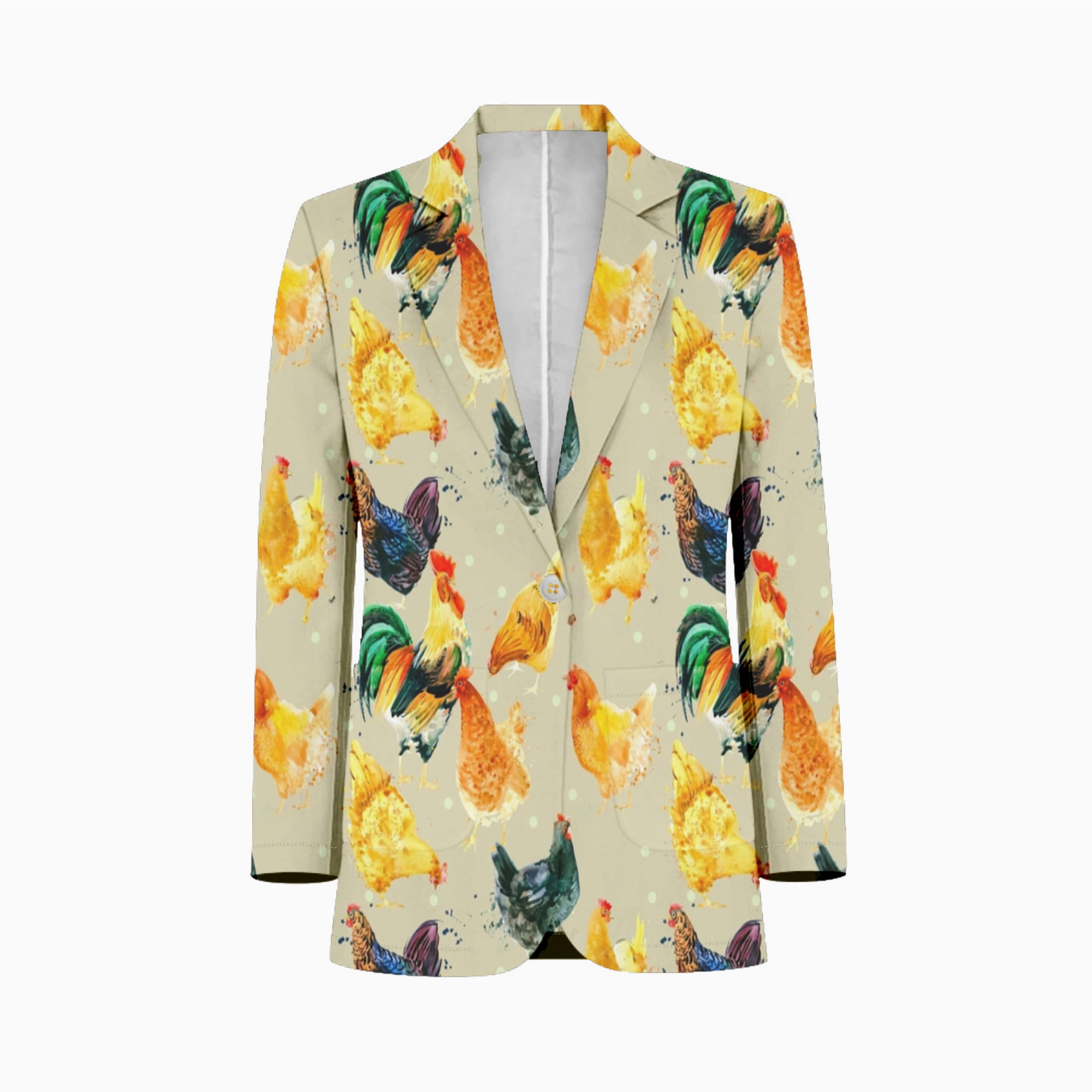 Funny Chicken Roosters Mens Suits Shawl Collar Slim Fit Suit Mens Groom ...