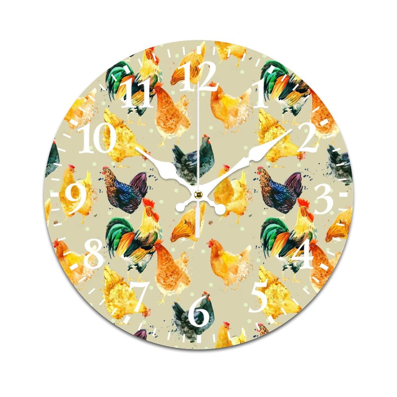 Funny Chicken Roosters Wall Clock Modern Design Clocks Wall Hanging ...
