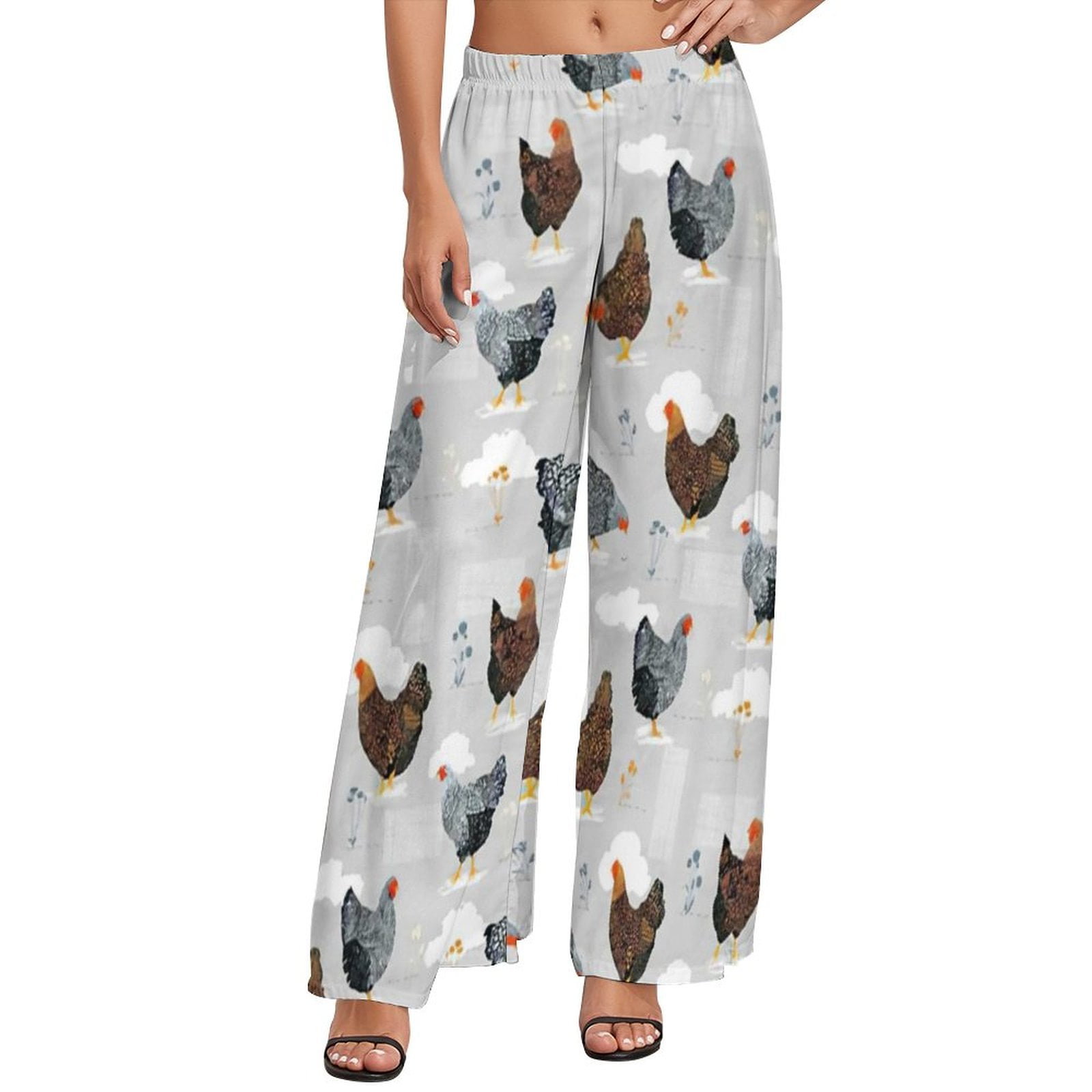 Funny Chicken Straight Pants Cute Chickens Modern Wide Leg Pants Female ...