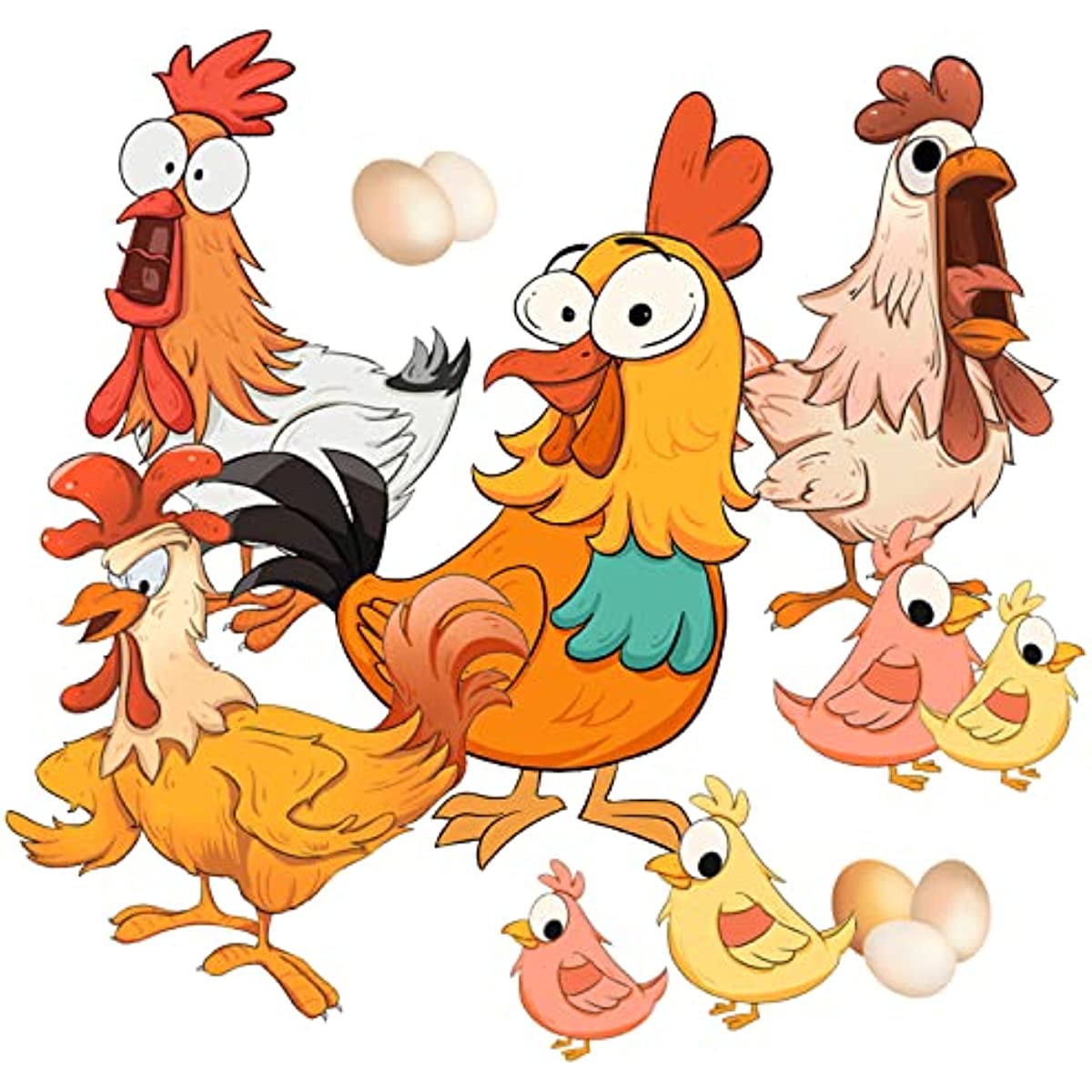 Funny Chicken Wall Stickers Rooster Hen Chick Wall Decals with Eggs ...