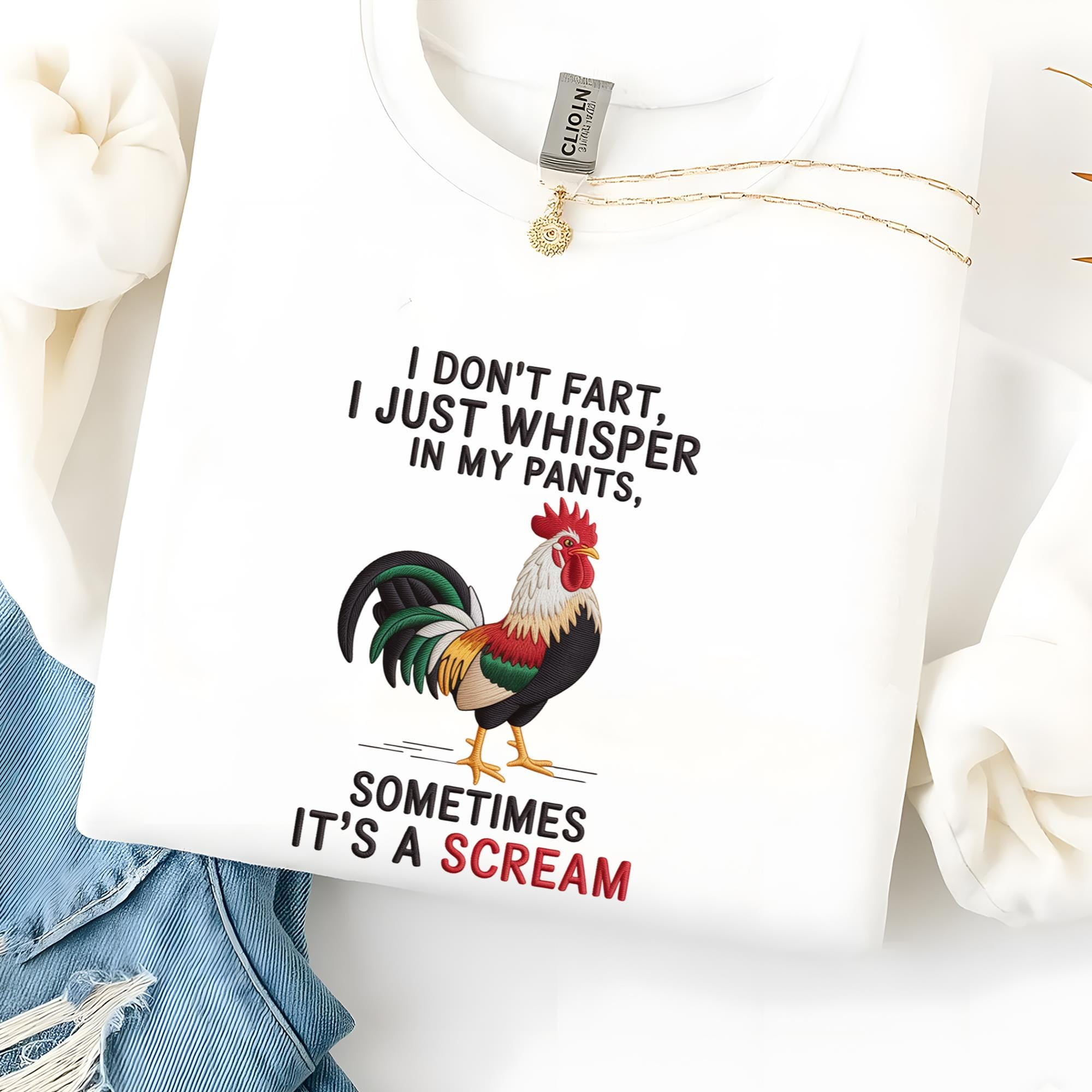 Funny Chicken Whisper Pants Embroidery Design, Hilarious Quote Stitch ...