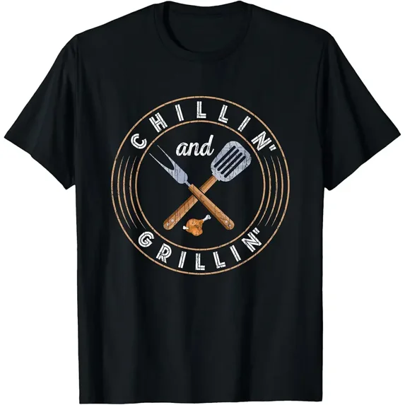 Funny Chillin and Grillin BBQ Cookout Unisex Graphic Short Sleeve T ...