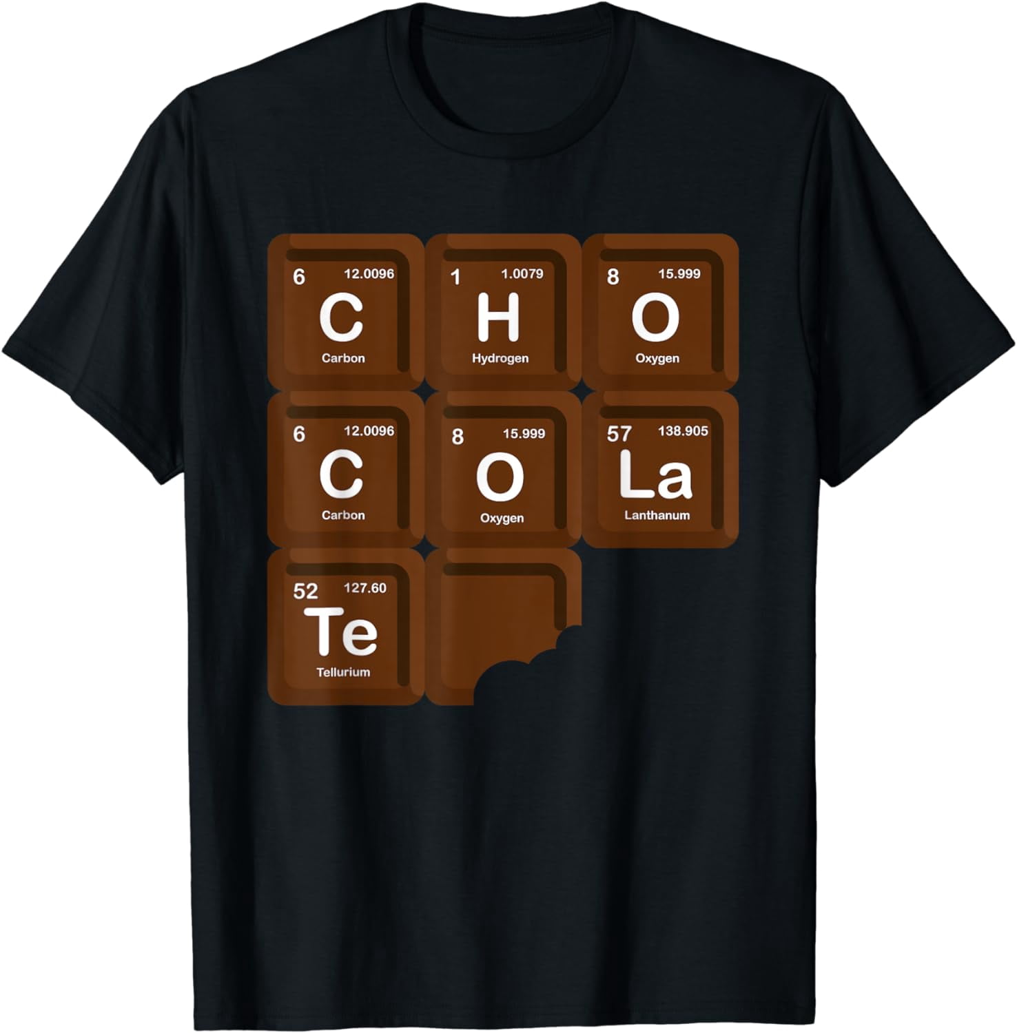 Funny Chocolate Periodic Table Of Elements Chemistry Lover Cotton T ...