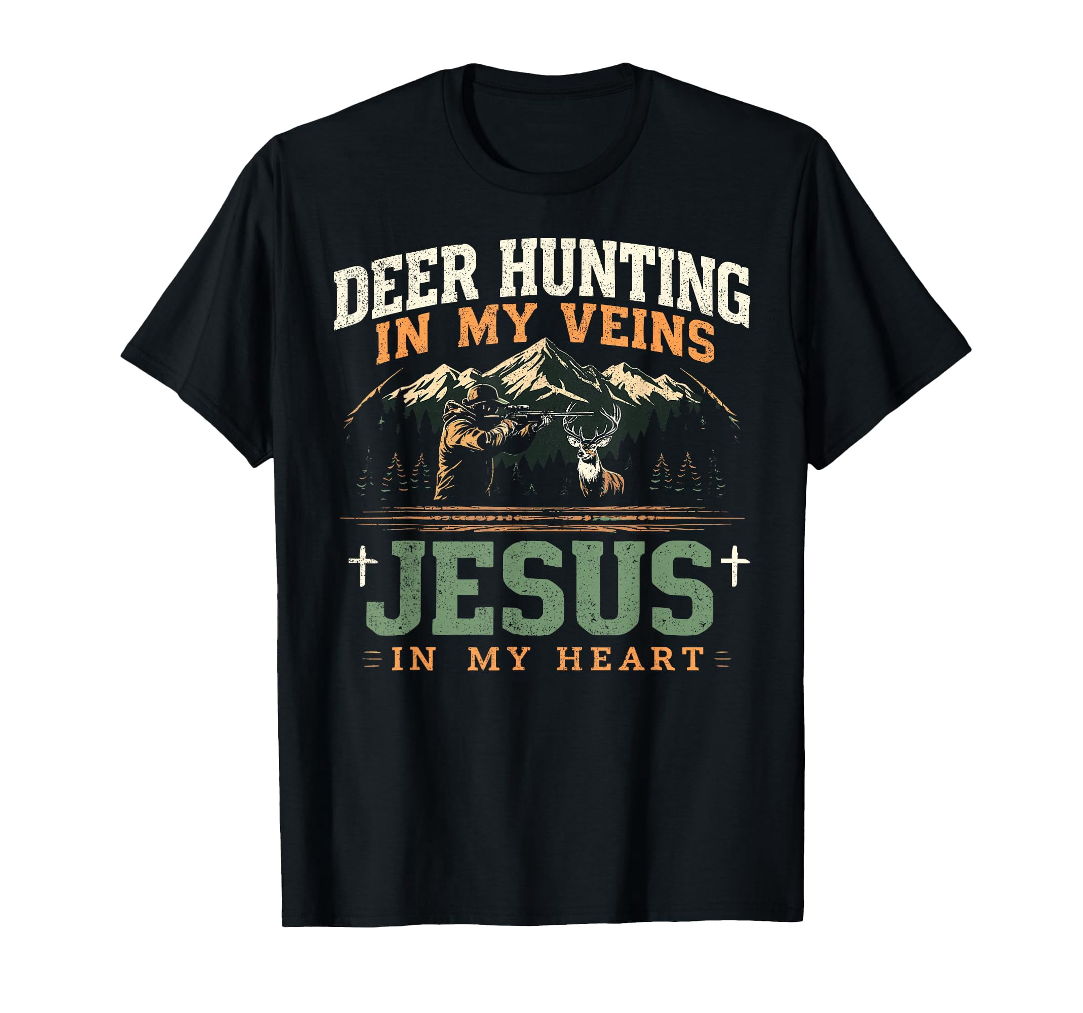 Funny Christian T-Shirt with Deer and Mountain Scene for Hunting ...