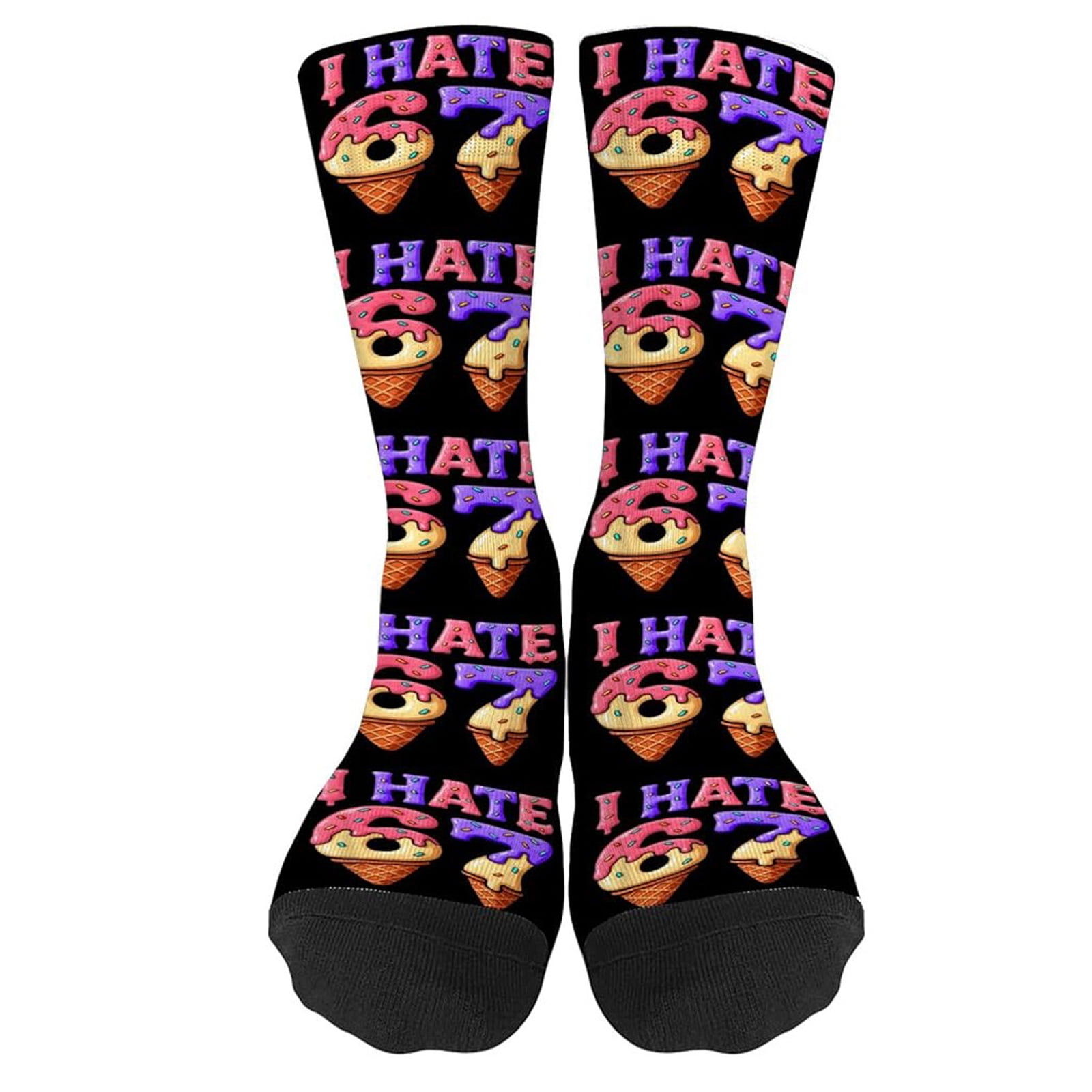 Funny Christmas 67 Socks, Six Seven Meme Pattern, Unisex Holiday ...