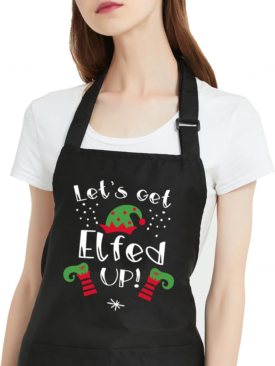 Funny Christmas Aprons for Women with Pockets, Adjustable Chef Kitchen ...