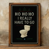 Funny Christmas Bathroom Wall Art, Embroidered Toilet, Retro Holiday ...