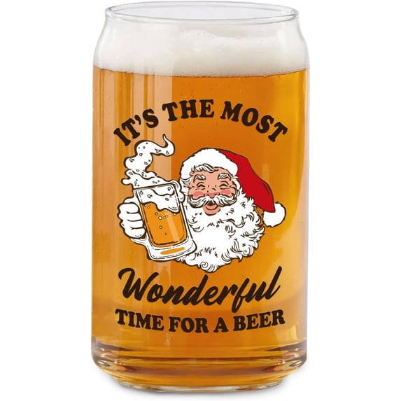 Funny Christmas Beer Glasses for Men Women, 16 oz Holiday Glass ...